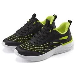 Sneaker Lascana "Halbschuh, Schn&uuml;rschuh, Freizeitschuh, Turnschuhe", Herren, Gr. 43, schwarz (schwarz, lime), Obermaterial: 100% Textilmaterial. Decksohle: 100% Textilmaterial. Futter: 100% Textilmaterial. Laufsohle: 100% Synthetik, kontrastfarbene Details, mehrfarbig, unifarben mit Farbeinsatz, Basic, Schuhe Sneaker, aus Textil mit Farbakzenten