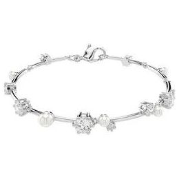 Armband Swarovski "Schmuck Geschenk Constella Tennis Armkette", silber (metallfarben, kristallwei&szlig;, wei&szlig;, kristallwei&szlig;), Armb&auml;nder, Damen, Metall Perlen, Metall, Perlen, Armband, mit Swarovski Kristall - mit Swarovski Perle