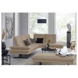 Ecksofa W.Schillig "broadway, Designsofa, toller Sitzkomfort, zeitlos, elegant, L-Form", braun (stone z59), B:284cm H:94cm T:224cm, Longlife Xtra-Leder Z59: Glattleder mit modischer Pr&auml;gung. Hautst&auml;rke 0, 9 - 1, 1 mm, Sofas, Ecksofa, Sitztiefenverstellung, Kopfteil- & Seitenteilverstellung, Breite 284cm