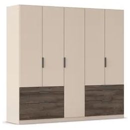 Kleiderschrank Rauch "Koda", beige (beige (champagner), atlantic oak dunkel), B:226cm H:210cm T:54cm, Holzwerkstoff, Schr&auml;nke, Kleiderschrank, mit symmetrisch angeordneten Schubladen MADE IN GERMANY