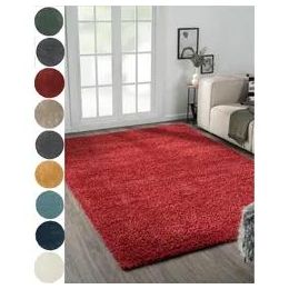 Hochflor-Teppich "My Shaggy", rot (weinrot), B:100cm H:37mm L:150cm, Polypropylen (PP), MyFlair M&Ouml;BEL & ACCESSOIRES, Teppiche, Shaggy, Uni-Farben, leicht gl&auml;nzend, Microfaser, extra flauschig