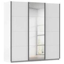 Schwebet&uuml;renschrank OTTO HOME "Kleiderschrank Schrank Schlafzimmerschrank Garderobe AGORDO", wei&szlig; (alpinwei&szlig;, griffleisten graumetallic), B:203cm H:210cm T:62cm, Holzwerkstoff, Schr&auml;nke, Schwebet&uuml;renschrank, Top Innenausstattung, in 4 Breiten und 2 H&ouml;hen MADE IN GERMANY, Topseller