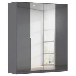 Dreht&uuml;renschrank OTTO HOME "Kleiderschrank Kleiderschr&auml;nke Schrank Garderobe AGORDO mit Glasfront", grau (graumetallic, glas basalt), B:181cm H:210cm T:54cm, Holzwerkstoff, Schr&auml;nke, Dreht&uuml;renschrank, durchdachte Innenausstattung, in 8 Breiten und 2 H&ouml;hen MADE IN GERMANY