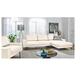 Ecksofa "CR.450, Designecksofa, L-Form", wei&szlig; (perlwei&szlig; 534, 12), B:274cm H:85cm T:178cm, Luxus-Microfaser (100% Polyester), CREATION BY ROLF BENZ, Sofas, Ecksofa, Armlehne breit und niedrig, Alugussf&uuml;&szlig;e in umbragrau, Breite 274 cm