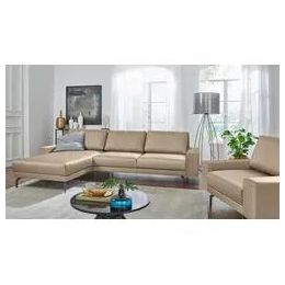 Ecksofa "CR.450, Designecksofa, L-Form", beige (beige 534, 20), B:274cm H:85cm T:178cm, Luxus-Microfaser (100% Polyester), CREATION BY ROLF BENZ, Sofas, Ecksofa, Armlehne breit und niedrig, Alugussf&uuml;&szlig;e in umbragrau, Breite 274 cm