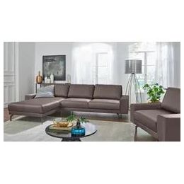 Ecksofa "CR.450, Designecksofa, L-Form", beige (beigegrau 534, 26), B:274cm H:85cm T:178cm, Luxus-Microfaser (100% Polyester), CREATION BY ROLF BENZ, Sofas, Ecksofa, Armlehne breit und niedrig, Alugussf&uuml;&szlig;e in umbragrau, Breite 274 cm