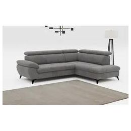 Ecksofa COTTA "Hudson L-Form, B: 256 cm", grau (mouse), B:256cm T:207cm, Sofas, Ecksofa, mit Kopfteilverstellung, optional Bettfunktion & Bettkasten