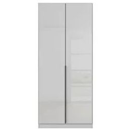 Dreht&uuml;renschrank OTTO HOME "Kleiderschrank Kleiderschr&auml;nke Schrank Garderobe AGORDO mit Glasfront", grau (seidengrau, glas seidengrau), B:91cm H:210cm T:54cm, Holzwerkstoff, Schr&auml;nke, Dreht&uuml;renschrank, durchdachte Innenausstattung, in 8 Breiten und 2 H&ouml;hen MADE IN GERMANY