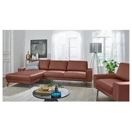 Ecksofa "CR.450, Designecksofa, L-Form", braun (signalbraun 534, 44), B:274cm H:85cm T:178cm, Luxus-Microfaser (100% Polyester), CREATION BY ROLF BENZ, Sofas, Ecksofa, Armlehne breit und niedrig, Alugussf&uuml;&szlig;e in umbragrau, Breite 274 cm