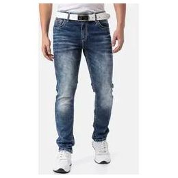 Cipo & Baxx Slim-fit-Jeans CIPO & BAXX, Herren, Gr. 33, L&auml;nge 32, blau, Denim/Jeans, Obermaterial: 98% Baumwolle, 2% Elasthan, Abriebeffekte, slim fit kn&ouml;chellang, Jeans Slim-fit-Jeans