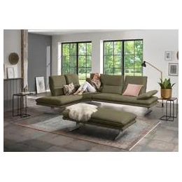 Ecksofa W.Schillig "broadway, Designsofa, mit tollem Sitzkomfort, L-Form", gr&uuml;n (camouflage z69), B:284cm H:94cm T:224cm, Longlife Xtra-Leder Z69: Das feinnarbige, gedeckte Softleder Z69 besticht durch seine au&szlig;ergew&ouml;hnliche Weichheit im trendigen &raquo;Vintage-Look&laquo;, Hautst&auml;rke 0, 9 - 1, 1 mm, Sofas, Ecksofa, Sitztiefenverstellung, Kopfteil- & Seitenteilverstellung, Breite 284cm