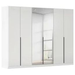Dreht&uuml;renschrank OTTO HOME "Kleiderschrank Kleiderschr&auml;nke Schrank Garderobe AGORDO mit Glasfront", wei&szlig; (alpinwei&szlig;, glas kristallwei&szlig;), B:271cm H:210cm T:54cm, Holzwerkstoff, Schr&auml;nke, Dreht&uuml;renschrank, durchdachte Innenausstattung, in 8 Breiten und 2 H&ouml;hen MADE IN GERMANY