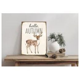 Alu-Dibond-Druck queence "Rehkitz", braun (farbe bild(er): braun), B:20cm H:30cm T:0,2cm, Alu Dibond, Bilder, Autumn, Herbst, Schild