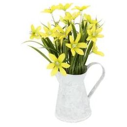 Kunstblume I.GE.A. "Sternblume", gelb, B:13cm H:22cm L:9cm, Obermaterial: 50% Metall, 40% Kunststoff, 10% Polyester, Kunstpflanzen, In Kanne, aus Metall