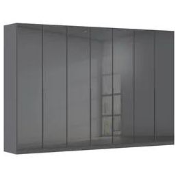 Dreht&uuml;renschrank OTTO HOME "Kleiderschrank Kleiderschr&auml;nke Schrank Garderobe AGORDO mit Glasfront", grau (graumetallic, glas basalt), B:315cm H:229cm T:54cm, Holzwerkstoff, Schr&auml;nke, Dreht&uuml;renschrank, durchdachte Innenausstattung, in 8 Breiten und 2 H&ouml;hen MADE IN GERMANY