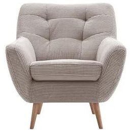 Sessel exxpo - SOFA FASHION "Scandi, Loungesessel mit tollem Sitzkomfort, hochwertige Polsterung", braun (cappuccino), B:87cm H:92cm T:92cm, Sessel, Sessel, bequem, hohe Holzf&uuml;&szlig;e