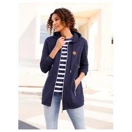 Shirtjacke Casual Looks "Sweatjacke", Damen, Gr. 44, blau (marine), 100% Baumwolle, unifarben, Shirts Shirtjacke