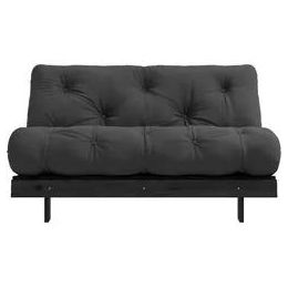 Daybett KARUP DESIGN "Roots Sofa Bed, Schlafsofa, Daybett, Bettfunktion, FSC-Massivholz", grau (dunkelgrau), B:140cm H:85cm, Bezug: 80% Baumwolle, 20% Polyester, Daybetten, Inkl. Futonmatratze, aus FSC-Kiefer, in mehreren Farben erh&auml;ltlich