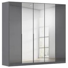 Dreht&uuml;renschrank OTTO HOME "Kleiderschrank Kleiderschr&auml;nke Schrank Garderobe AGORDO mit Glasfront", grau (graumetallic, glas basalt), B:226cm H:229cm T:54cm, Holzwerkstoff, Schr&auml;nke, Dreht&uuml;renschrank, durchdachte Innenausstattung, in 8 Breiten und 2 H&ouml;hen MADE IN GERMANY