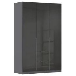 Dreht&uuml;renschrank OTTO HOME "Kleiderschrank Schrank Garderobe AGORDO mit Dekor- oder Hochglanzfront", grau (graumetallic, hochglanz effektgrau), B:136cm H:229cm T:54cm, Holzwerkstoff, Schr&auml;nke, Dreht&uuml;renschrank, mit Au&szlig;enschubk&auml;sten, in 7 Breiten und 2 H&ouml;hen MADE IN GERMANY