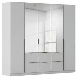 Dreht&uuml;renschrank OTTO HOME "Kleiderschrank Schrank Garderobe AGORDO mit Dekor- oder Hochglanzfront", grau (seidengrau), B:226cm H:229cm T:54cm, Holzwerkstoff, Schr&auml;nke, Dreht&uuml;renschrank, mit Au&szlig;enschubk&auml;sten, in 7 Breiten und 2 H&ouml;hen MADE IN GERMANY