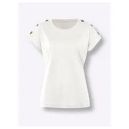 Kurzarmshirt Classic Basics "Kurzarm-Shirt", Damen, Gr. 40, beige (ecru), 100% Baumwolle, unifarben, Rundhals, Shirts