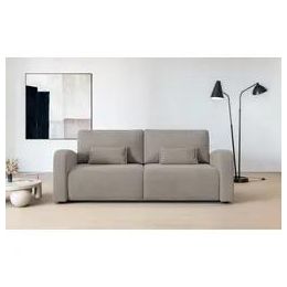 3-Sitzer OTTO HOME "JIGGS wahlweise Schlafsofa mit Bettkasten, Ma&szlig;e B/H/T: 228/96/110 cm", grau (taupe), B:228cm H:96cm T:110cm, 100% Polyester, Sofas, Sofa mit Wellenunterfederung, enth&auml;lt 2 R&uuml;ckenkissen und 2 Zierkissen