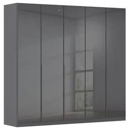 Dreht&uuml;renschrank OTTO HOME "Kleiderschrank Kleiderschr&auml;nke Schrank Garderobe AGORDO mit Glasfront", grau (graumetallic, glas basalt), B:226cm H:229cm T:54cm, Holzwerkstoff, Schr&auml;nke, Dreht&uuml;renschrank, durchdachte Innenausstattung, in 8 Breiten und 2 H&ouml;hen MADE IN GERMANY