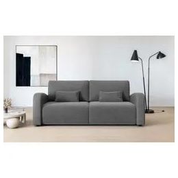 3-Sitzer OTTO HOME "JIGGS wahlweise Schlafsofa mit Bettkasten, Ma&szlig;e B/H/T: 228/96/110 cm", grau (dunkelgrau), B:228cm H:96cm T:110cm, 100% Polyester, Sofas, Sofa mit Wellenunterfederung, enth&auml;lt 2 R&uuml;ckenkissen und 2 Zierkissen