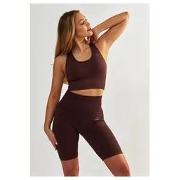 Sport-BH BESHAPED "Body Boost", Damen, Gr. S, braun, 90% Nylon, 10% Elasthan, unifarben, BHs Sport-BH, mit herausnehmbaren Push Up-Einlagen
