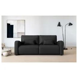 3-Sitzer OTTO HOME "JIGGS wahlweise Schlafsofa mit Bettkasten, Ma&szlig;e B/H/T: 228/96/110 cm", schwarz, B:228cm H:96cm T:110cm, 100% Polyester, Sofas, Sofa mit Wellenunterfederung, enth&auml;lt 2 R&uuml;ckenkissen und 2 Zierkissen