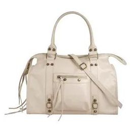 FORTY&deg; Shopper FORTY, Damen, Gr. B/H/T: 38cm x 25cm x 14cm onesize, beige, Leder, leicht gl&auml;nzend, unifarben, Taschen Shopper, echt Leder, Made in Italy