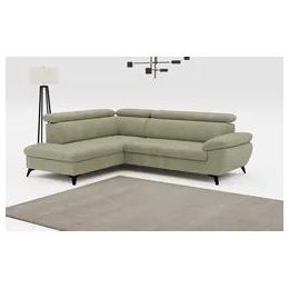 Ecksofa COTTA "Hudson L-Form, B: 256 cm", gr&uuml;n, B:256cm H:100cm T:207cm, Sofas, Ecksofa, mit Kopfteilverstellung, optional Bettfunktion & Bettkasten