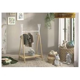Kleiderst&auml;nder Vipack "Kiddy, die ideale H&auml;ngem&ouml;glichkeit f&uuml;r das Kinderzimmer", beige (natur, wei&szlig;), B:74cm H:131,8cm T:50cm, Massivholz, Garderobenst&auml;nder, mit H&auml;ngem&ouml;glichkeit und Schuhablage, Kiefermassiv natur/wei&szlig;