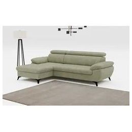 Ecksofa COTTA "Hudson L-Form, B: 261 cm", gr&uuml;n, B:261cm T:166cm, Sofas, Ecksofa, mit Kopfteilverstellung, optional Bettfunktion & Bettkasten