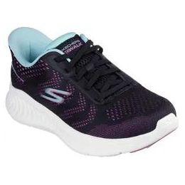 Slip-On Sneaker Skechers "GO WALK NOW-KHLOE", Damen, Gr. 37, bunt (schwarz, violett), Textil, Schuhe, Freizeitschuh mit Fersenkissen und Slip-ins Technologie