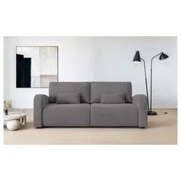 3-Sitzer OTTO HOME "JIGGS wahlweise Schlafsofa mit Bettkasten, Ma&szlig;e B/H/T: 228/96/110 cm", grau, B:228cm H:96cm T:110cm, 100% Polyester, Sofas, Sofa mit Wellenunterfederung, enth&auml;lt 2 R&uuml;ckenkissen und 2 Zierkissen