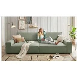 Big-Sofa Home Affaire "NEU: SHERWOOD XXL, Big-Sofa (316cm), extra tiefe Sitzfl&auml;che 95 cm", gr&uuml;n (hellgr&uuml;n), B:316cm H:90cm T:135cm, 100% Polyester, Sofas, Big-Sofa, bequemer Sitzkomfort, Cord u. Leinenoptik, Kedernaht