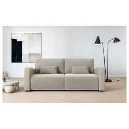 3-Sitzer OTTO HOME "JIGGS wahlweise Schlafsofa mit Bettkasten, Ma&szlig;e B/H/T: 228/96/110 cm", grau (taupe), B:228cm H:96cm T:110cm, 100% Polyester, Sofas, Sofa mit Wellenunterfederung, enth&auml;lt 2 R&uuml;ckenkissen und 2 Zierkissen