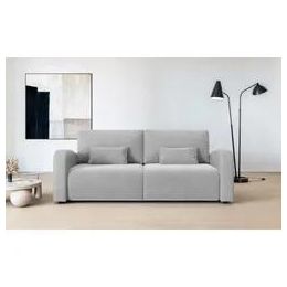 3-Sitzer OTTO HOME "JIGGS wahlweise Schlafsofa mit Bettkasten, Ma&szlig;e B/H/T: 228/96/110 cm", grau (hellgrau), B:228cm H:96cm T:110cm, 100% Polyester, Sofas, Sofa mit Wellenunterfederung, enth&auml;lt 2 R&uuml;ckenkissen und 2 Zierkissen