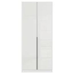 Dreht&uuml;renschrank OTTO HOME "Kleiderschrank Kleiderschr&auml;nke Schrank Garderobe AGORDO mit Glasfront", wei&szlig; (alpinwei&szlig;, glas kristallwei&szlig;), B:91cm H:229cm T:54cm, Holzwerkstoff, Schr&auml;nke, Dreht&uuml;renschrank, durchdachte Innenausstattung, in 8 Breiten und 2 H&ouml;hen MADE IN GERMANY
