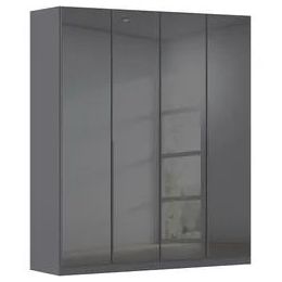 Dreht&uuml;renschrank OTTO HOME "Kleiderschrank Kleiderschr&auml;nke Schrank Garderobe AGORDO mit Glasfront", grau (graumetallic, glas basalt), B:181cm H:229cm T:54cm, Holzwerkstoff, Schr&auml;nke, Dreht&uuml;renschrank, durchdachte Innenausstattung, in 8 Breiten und 2 H&ouml;hen MADE IN GERMANY