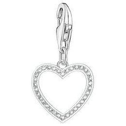 Charm Herz Thomas Sabo "Charm mit wei&szlig;en Steinen", silber (silberfarben, kristallwei&szlig;, kristallwei&szlig;), Charms, Damen, Silber 925 (recycelt), mit Zirkonia (synth.)