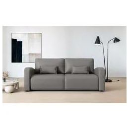 3-Sitzer OTTO HOME "JIGGS wahlweise Schlafsofa mit Bettkasten, Ma&szlig;e B/H/T: 228/96/110 cm", grau, B:228cm H:96cm T:110cm, 100% Polyester, Sofas, Sofa mit Wellenunterfederung, enth&auml;lt 2 R&uuml;ckenkissen und 2 Zierkissen