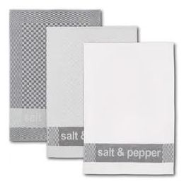 Geschirrtuch Dyckhoff "Salt & Pepper, Ma&szlig;e je Tuch ca. 50x70 cm", grau, B:50cm L:70cm, 100% Baumwolle, Geschirrt&uuml;cher, Geschirrtuch, mit drei verschiedenen Motiven