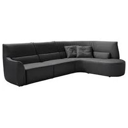 Ecksofa Egoitaliano "Puffy, extravagant & edel, Retro Designsofa, hoher Sitzkomfort, L-Form", schwarz, B:330cm H:88cm T:205cm, Leder &raquo;BULL&laquo; (echtes Rindsleder). Geschliffenes, pigmentiertes und behandeltes Rindsleder mit einer Dicke von 1, 3-1, 5 mm. Dieses Leder zeigt eine ziemlich weiche Hand mit einem halb undurchsichtigen Aussehen. Es handelt sich um ein gesch&uuml;tztes Leder. Eine leichte Decksch