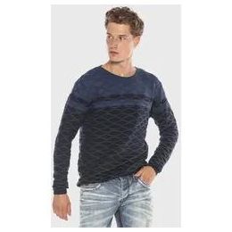 Cipo & Baxx Cardigan CIPO & BAXX "Pullover", Herren, Gr. XL, blau (navyblau), 50% Baumwolle, 50% Polyacryl, unifarben, regular fit, Raglan&auml;rmel, Strickjacken, im sportlichen Look