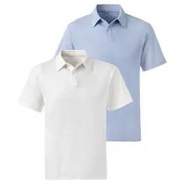 Poloshirt John Devin "mit Slub-Garn Struktur", Herren, Gr. 3XL (64/66), blau (sanftes wei&szlig;, hellblau), Jersey, Obermaterial: 100% Baumwolle, unifarben, normal, Rundhals, abgesteppte Kante, Shirts, aus leichter, strukturierter Baumwollqualit&auml;t - im 2er-Sparpack