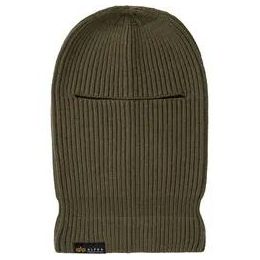 Sturmhaube Alpha Industries "Label Balaclava", Gr. onesize, gr&uuml;n (schwarz olive), Obermaterial: 47% Viskose, 30% Nylon, 23% Polyester, M&uuml;tzen