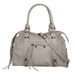 Shopper FORTY, Damen, Gr. B/H/T: 38cm x 25cm x 14cm onesize, grau, Leder, leicht gl&auml;nzend, unifarben, Taschen Shopper, echt Leder, Made in Italy